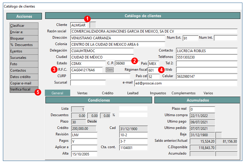 Modifica y verifica los datos fiscales de clientes – Proscai