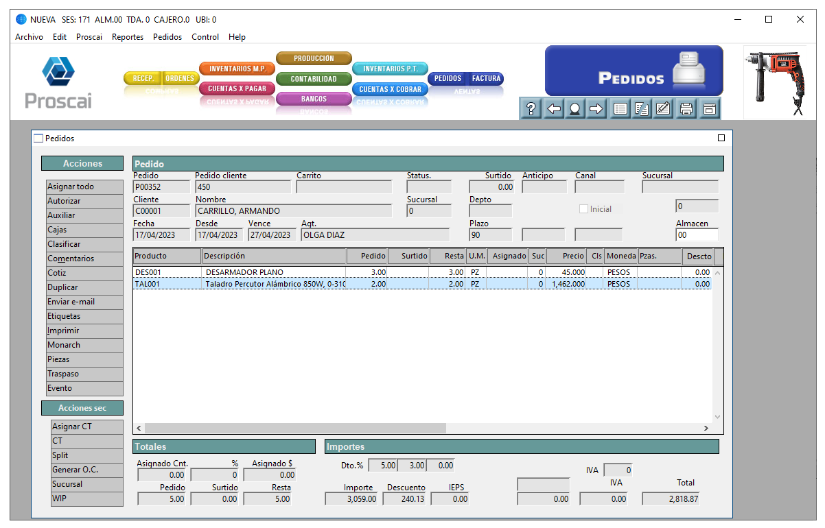 PED-¿Cómo dar de alta un pedido? – Proscai