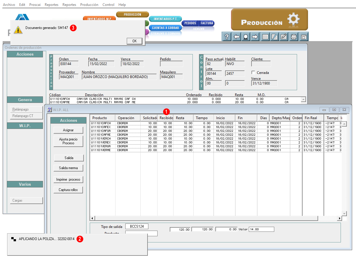 8. Color y Talla Producción WIP - Asignación a Maquileros y recepción ...